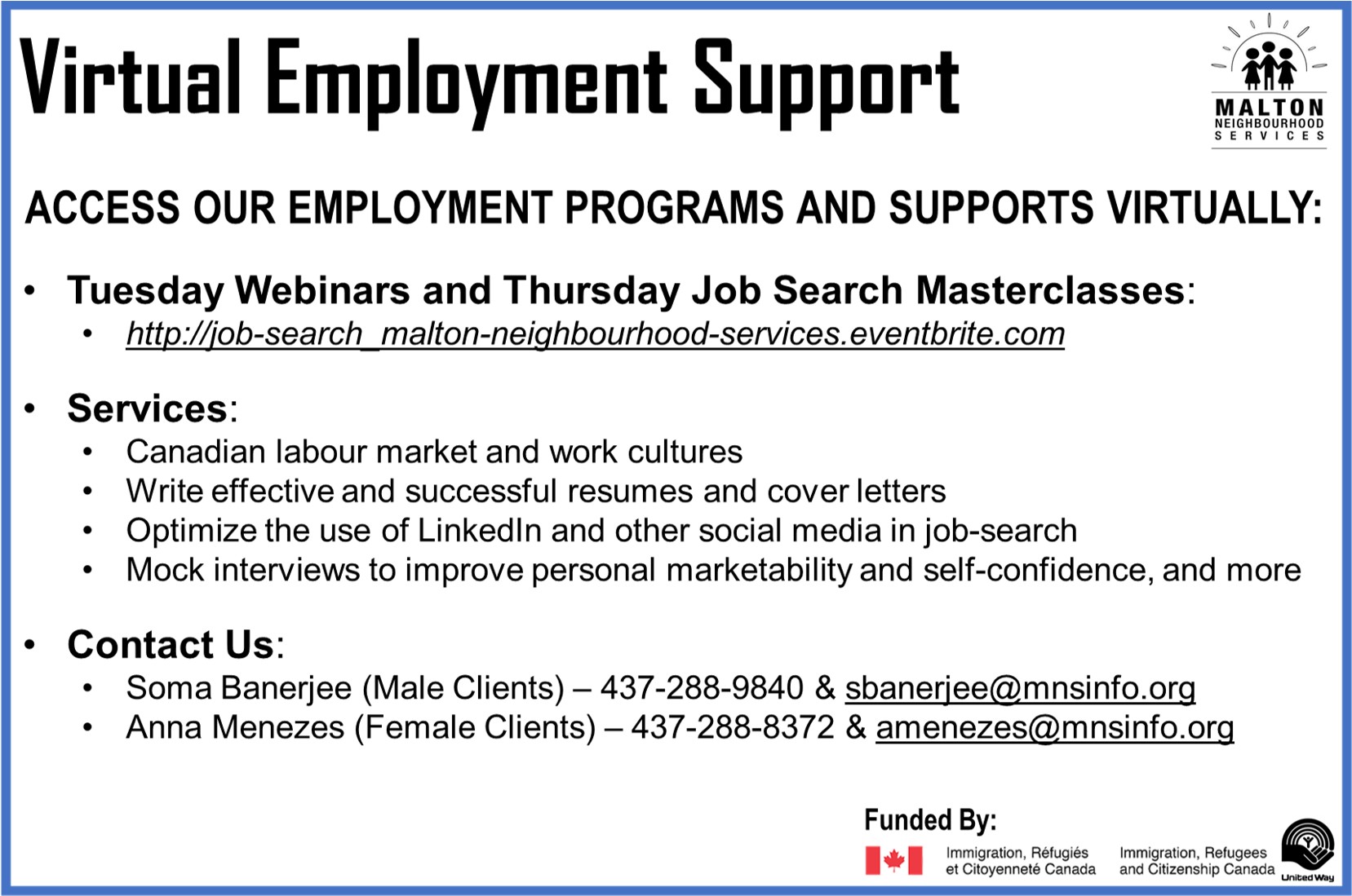 MNS Virtual Employment Support Program - My Neighbourhood Services